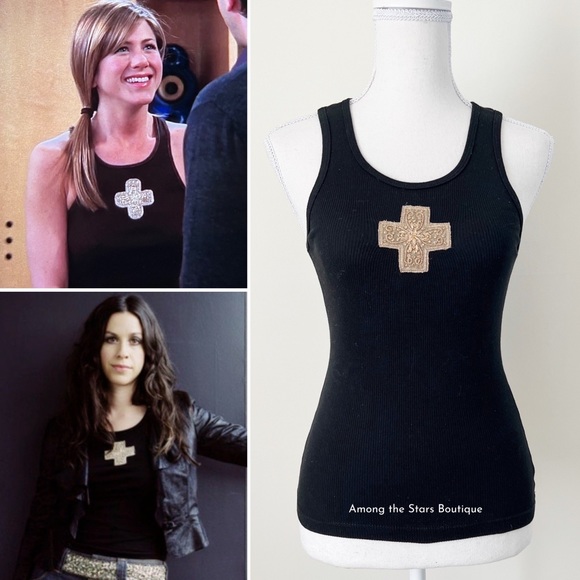 Tops | Rare Vintage Gold Embroidered Tank Aso Rachel In Friends Alanis ...
